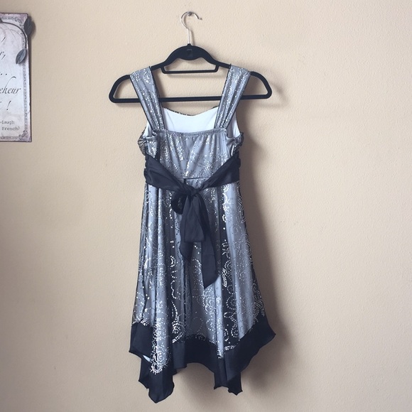 Sequin Hearts | Dresses | Lined Black Toile Girls Handkerchief Dress ...